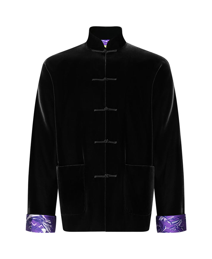 Winding Stream Party Velvet Tang Jacket Black – Banaras Bhang