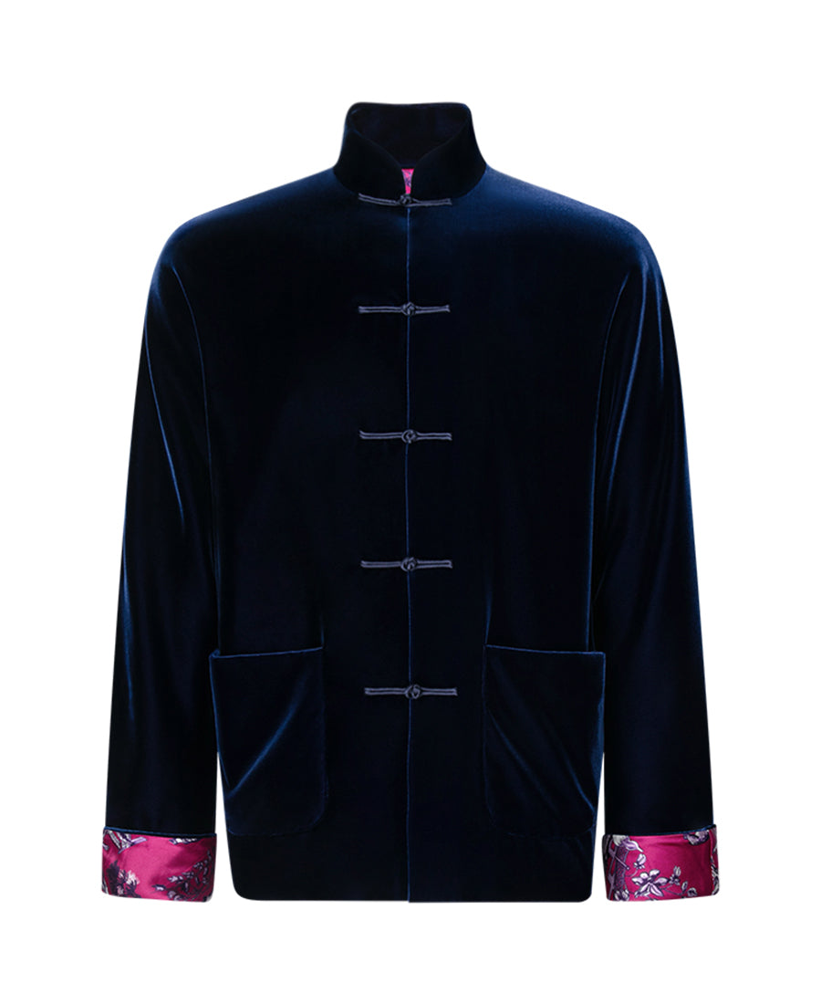 Winding Stream Party Velvet Tang Jacket Navy – Banaras Bhang